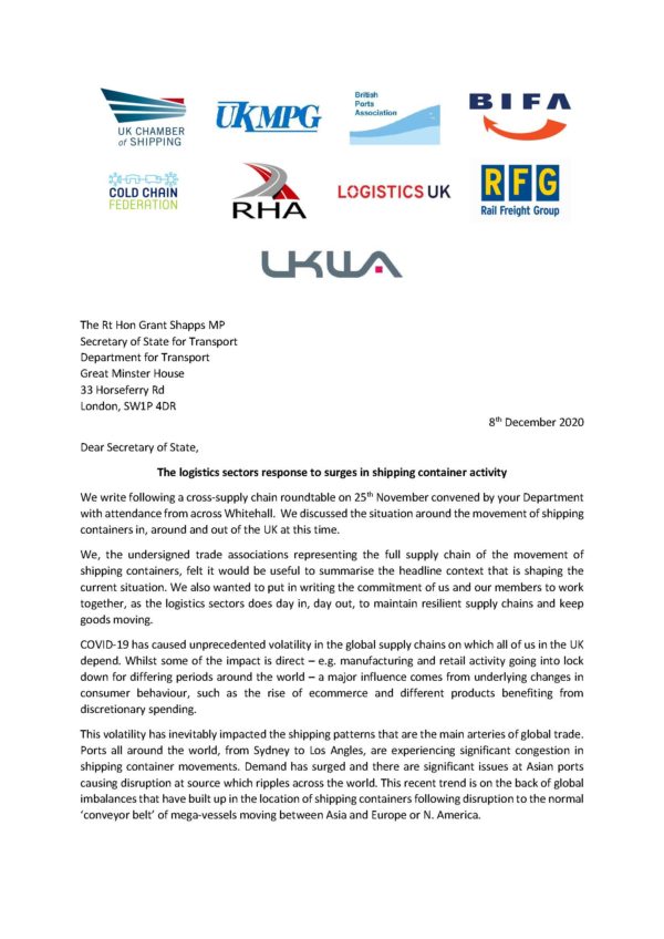 Industry Letter on the Significant Pressure on Global Shipping Capacity ...
